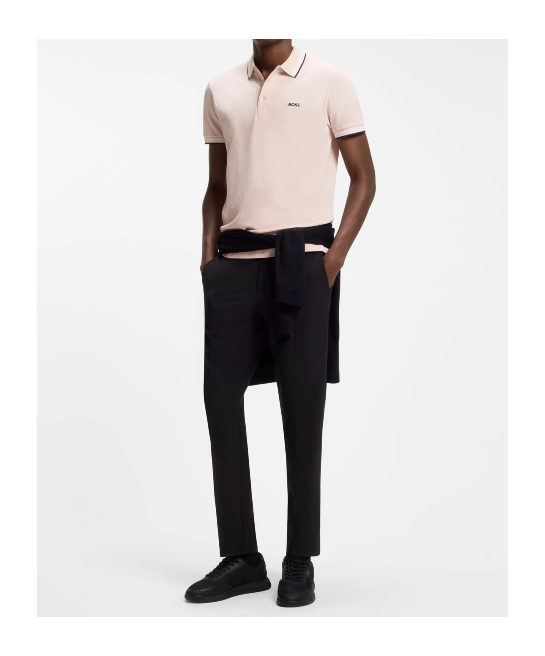 HUGO BOSS logo-embroidered tipped polo shirt